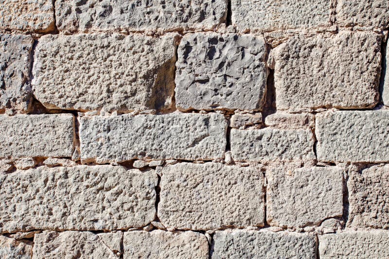 Wall Old Made of Beige Stone Blocks, Close-up Exterior View of Surface ...