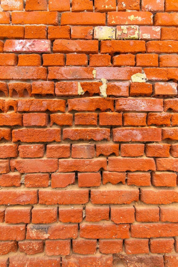 Wall of Old Peeling Red Bricks Stock Image - Image of concrete, cracked ...