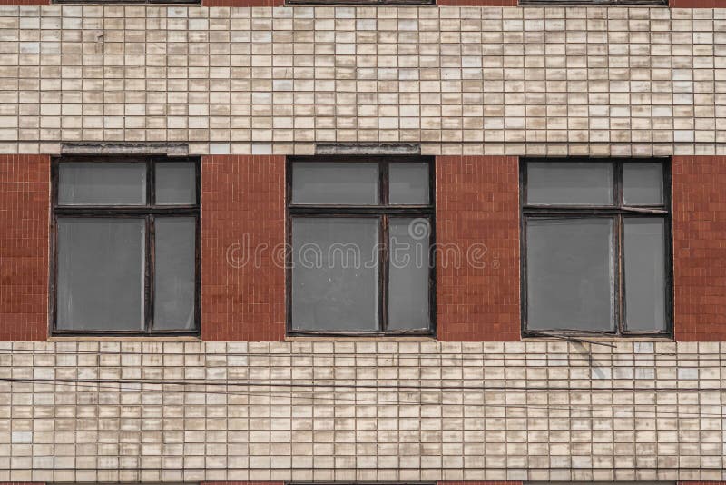 The Wall of an Old Soviet House, Lined with Ceramic Tiles with Large ...