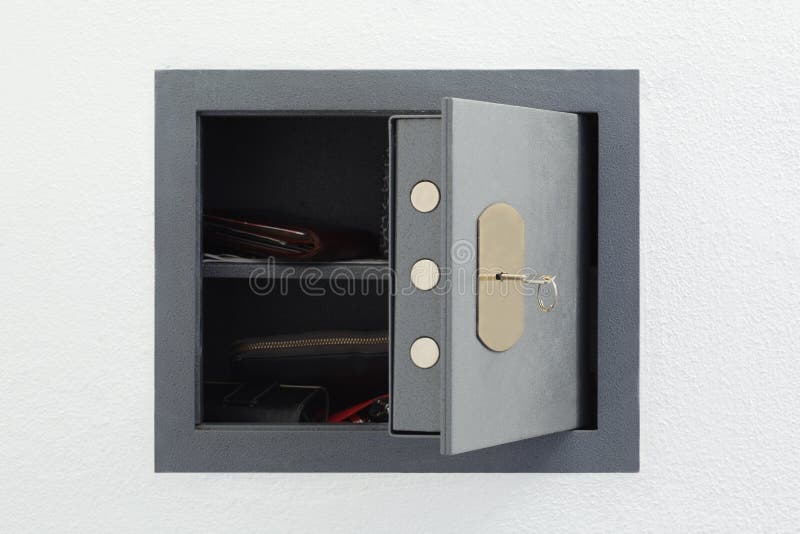 Wall Open Safe Box on White Background with Copy Space for Your Text ...
