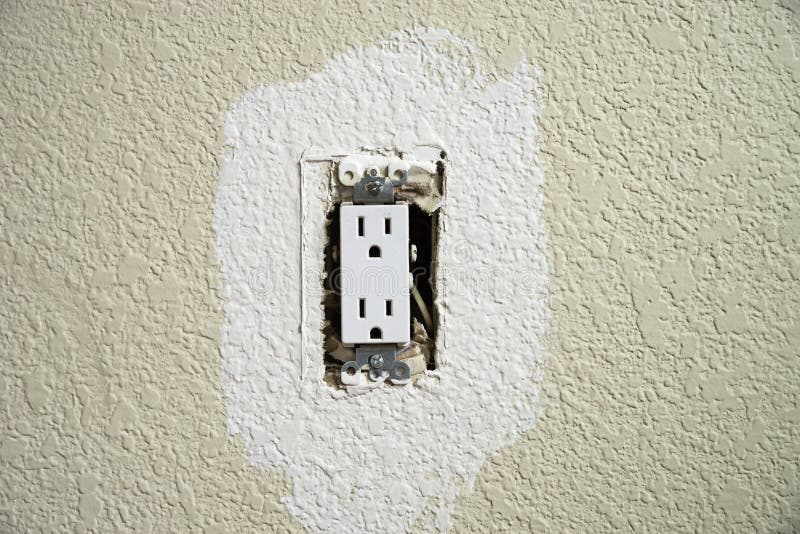 Wall Outlet Being Painted stock image. Image of textured - 148375501