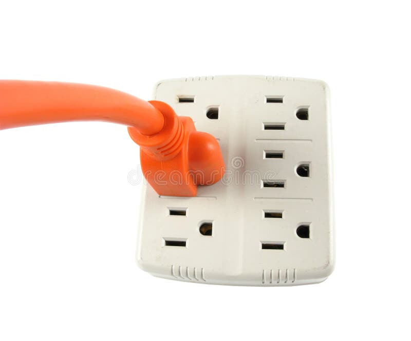 Wall Outlet with Orange Corded Plug Stock Image - Image of close ...