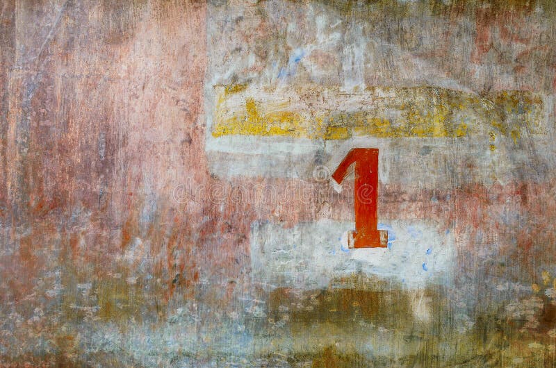 Wall in Paint of Different Colors and Number 1 Stock Photo - Image of ...