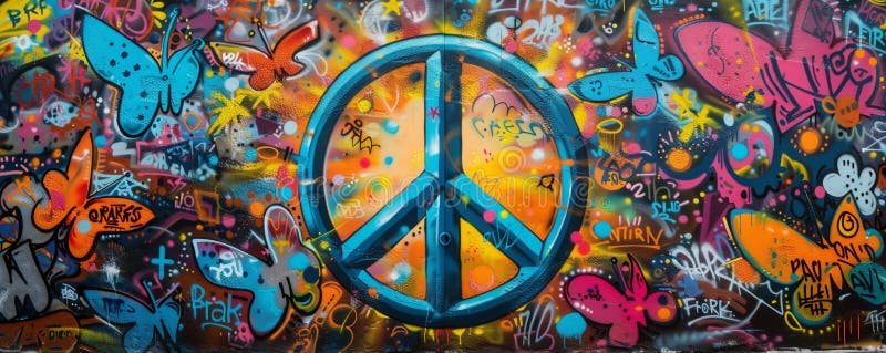 A Wall Painted with a Peace Sign Symbol Stock Photo - Image of symbol ...