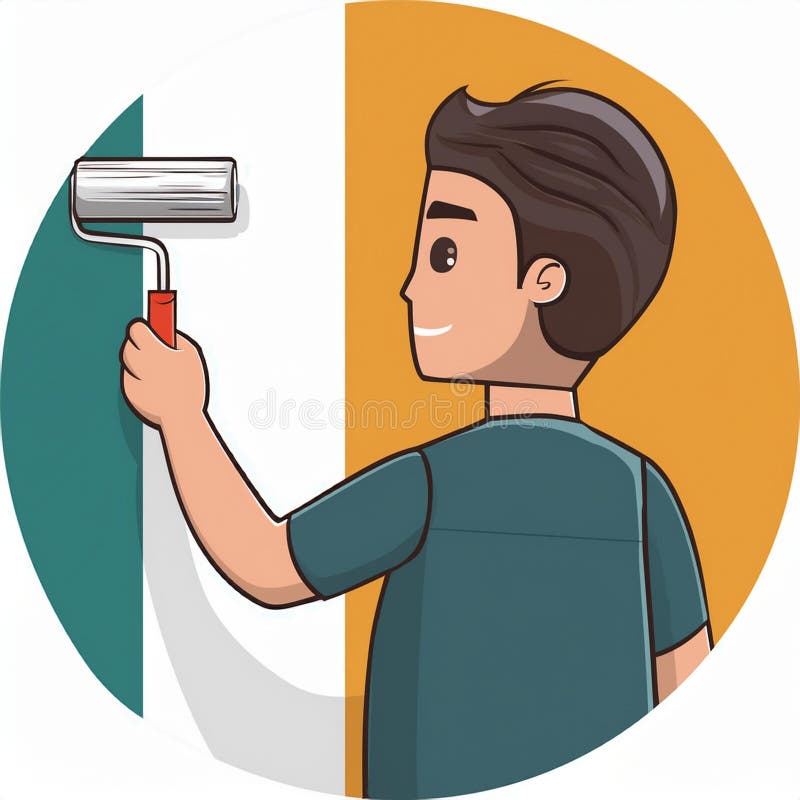 Wall Painter Painting a Wall, AI Generated Stock Illustration ...