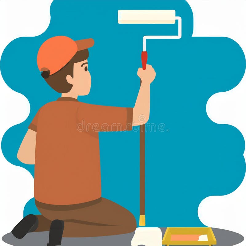 Wall Painter Painting a Wall, AI Generated Stock Illustration - Illustration of colour, people ...