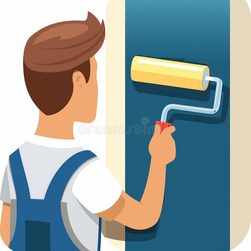 Wall Painter Painting a Wall, AI Generated Stock Illustration - Illustration of color, painting ...