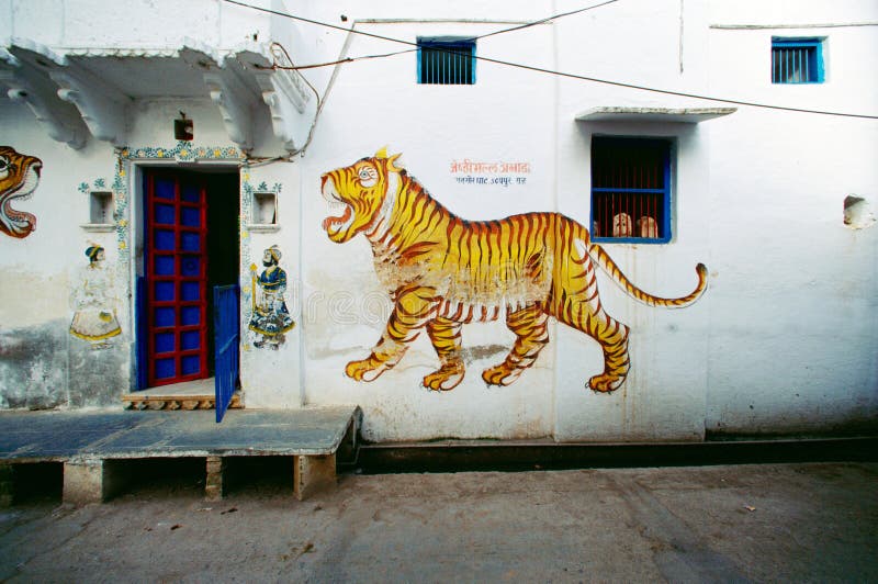 Indian Wallart Wall Painting of Tiger India Editorial Photography ...