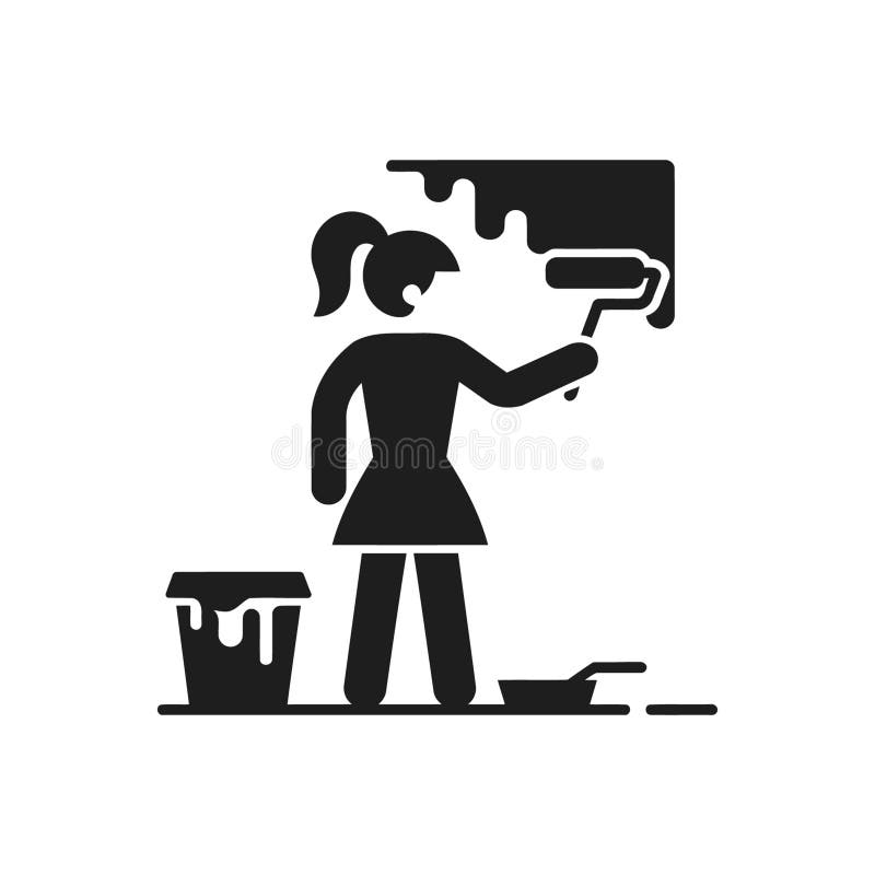 Wall Painting Work Icon stock vector. Illustration of sign - 361856578