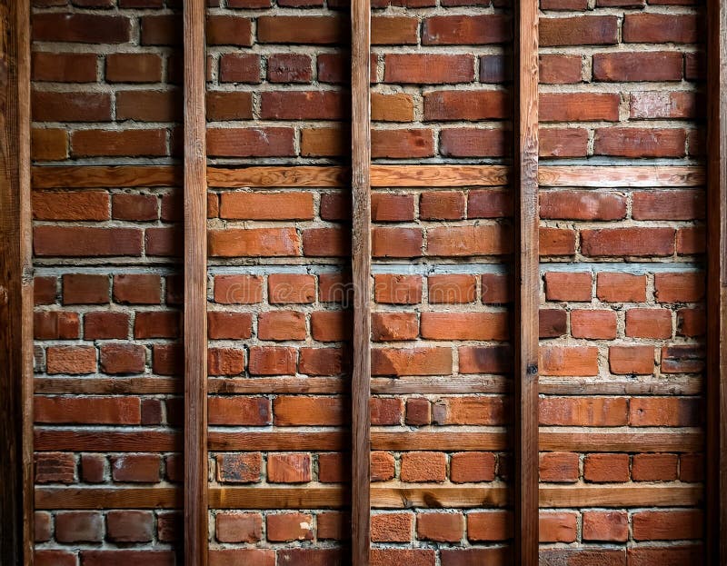 A Wall Panel of Exposed Bricks Paired with Wooden Beams To Showcase ...