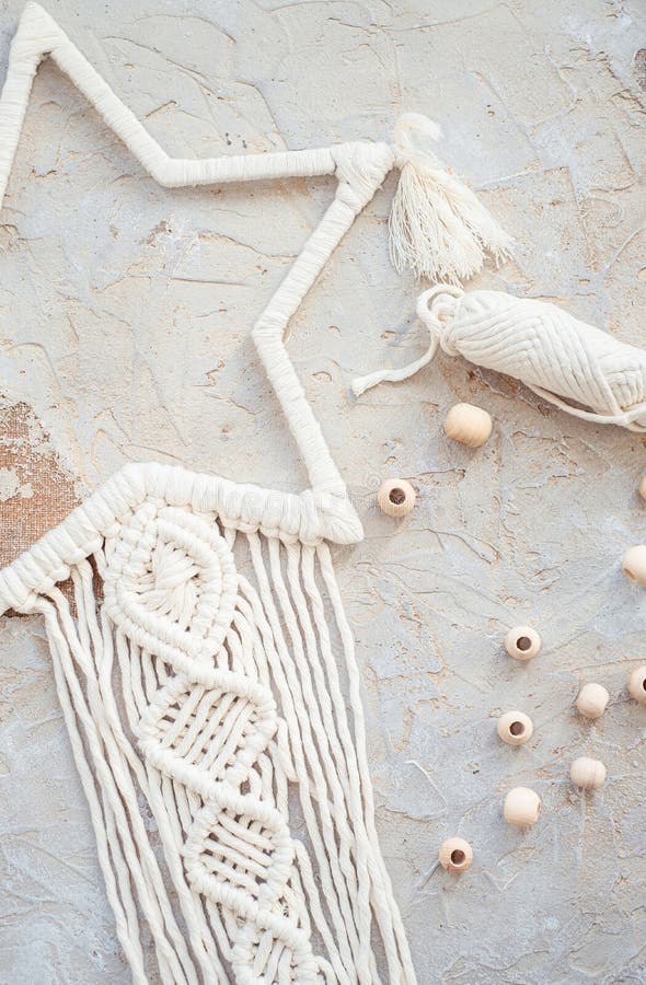 Wall Panel Boho Style Made with Macrame Technique Stock Image - Image ...