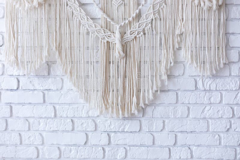 Wall Panel in Style of Boho Made of Cotton Threads Using the Macrame ...