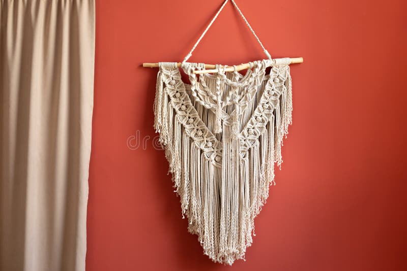 Wall Panel in Style of Boho Made of Cotton Threads Using the Macrame ...
