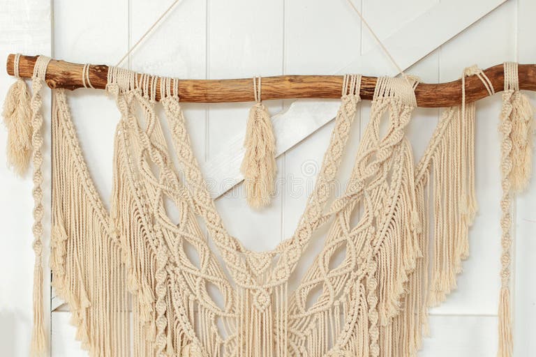 Wall Panel in Style of Boho Made of Cotton Threads Using the Macrame ...
