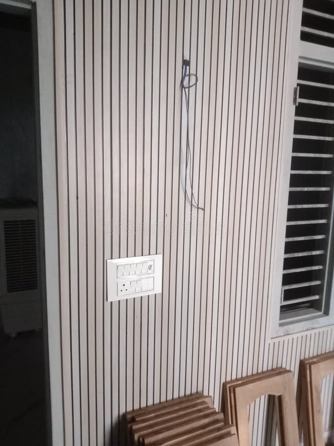 Wall Panelling with UPVC Sheets with Grooves Stock Photo - Image of ...