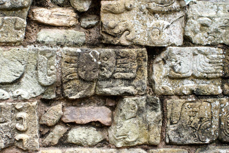 Patterns Carved into a Building in Copan Stock Image - Image of ...