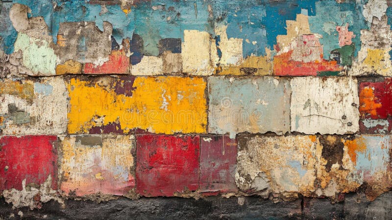 A Wall of Peeling Paint with Multicolored Patches Stock Illustration ...