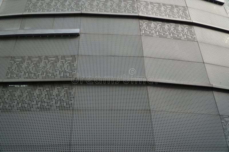 Wall of Perforated Steel Buildings in View Stock Image - Image of grey ...