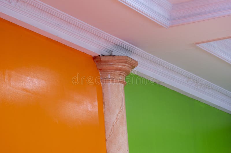 Wall Pillars in Schools with Different Colored Walls Stock Image ...