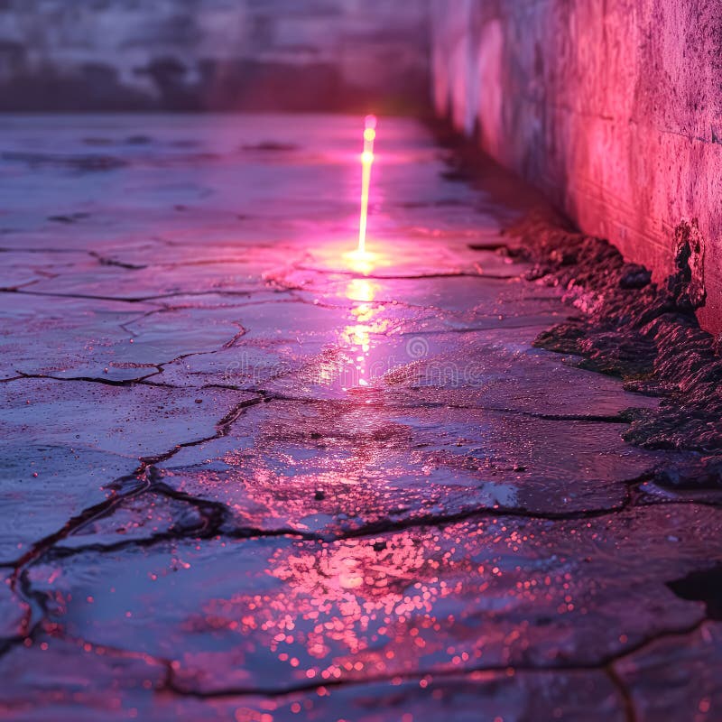 A Wall with a Pink Glow and a Reflection of a Light Stock Photo - Image ...