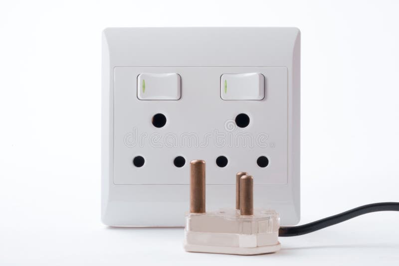 Wall Plug with Three Point Plug Stock Image - Image of plug ...