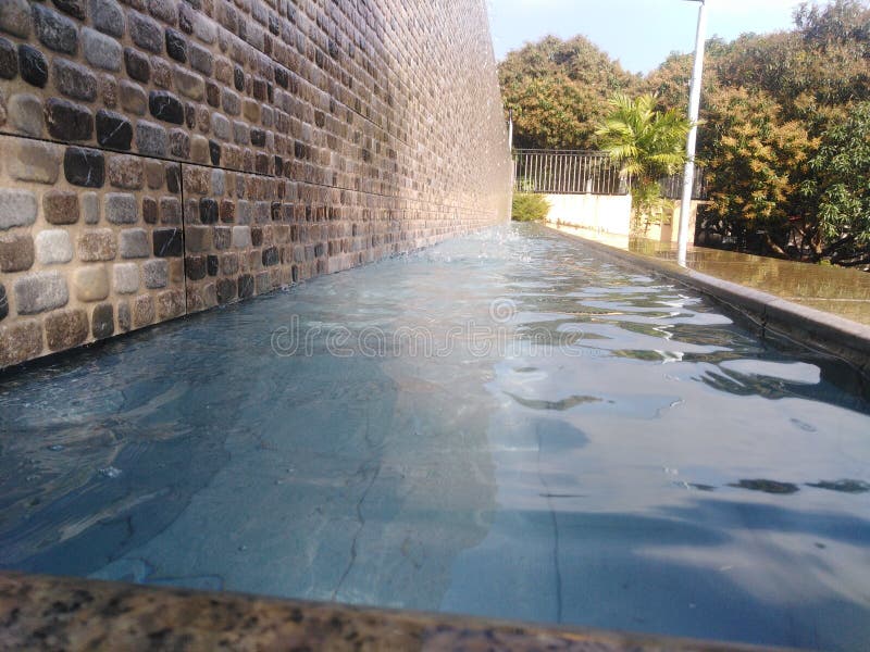 Wall in pool stock photo. Image of bricks, blue, pool - 175046544