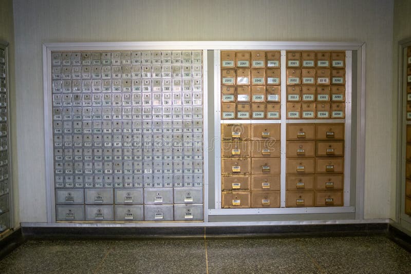Wall with Post Boxes in a North Dakota Post Office Stock Photo - Image ...
