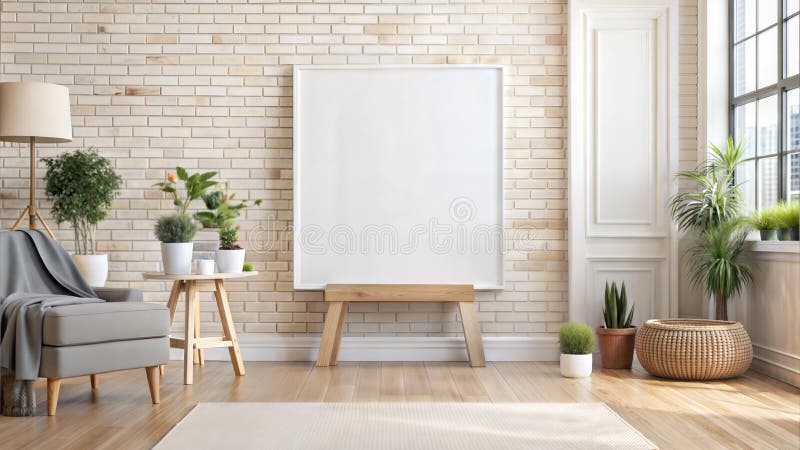 Wall Poster Mockup with Blank White Template for Presenting Image ...