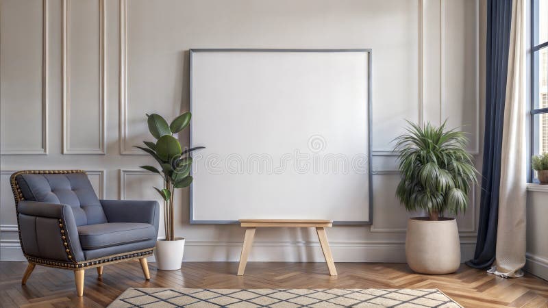 Wall Poster Mockup with Blank White Template for Presenting Image ...