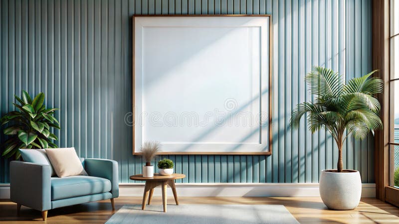 Wall Poster Mockup with Blank White Template for Presenting Image ...