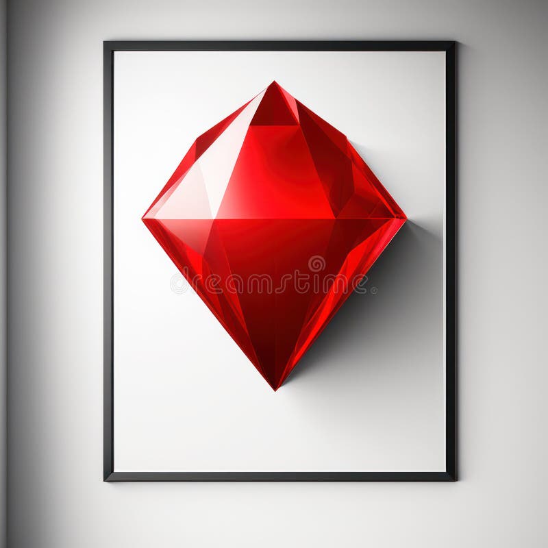 Wall Poster Mockup Bright Red Pyramid with Smooth Surfaces Crafted from ...
