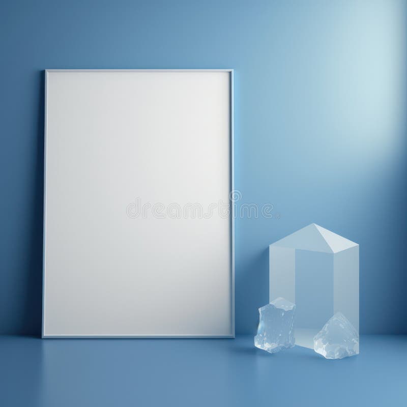 Wall Poster Mockup Crystalized Ice and Sapphire AI Generation Stock ...