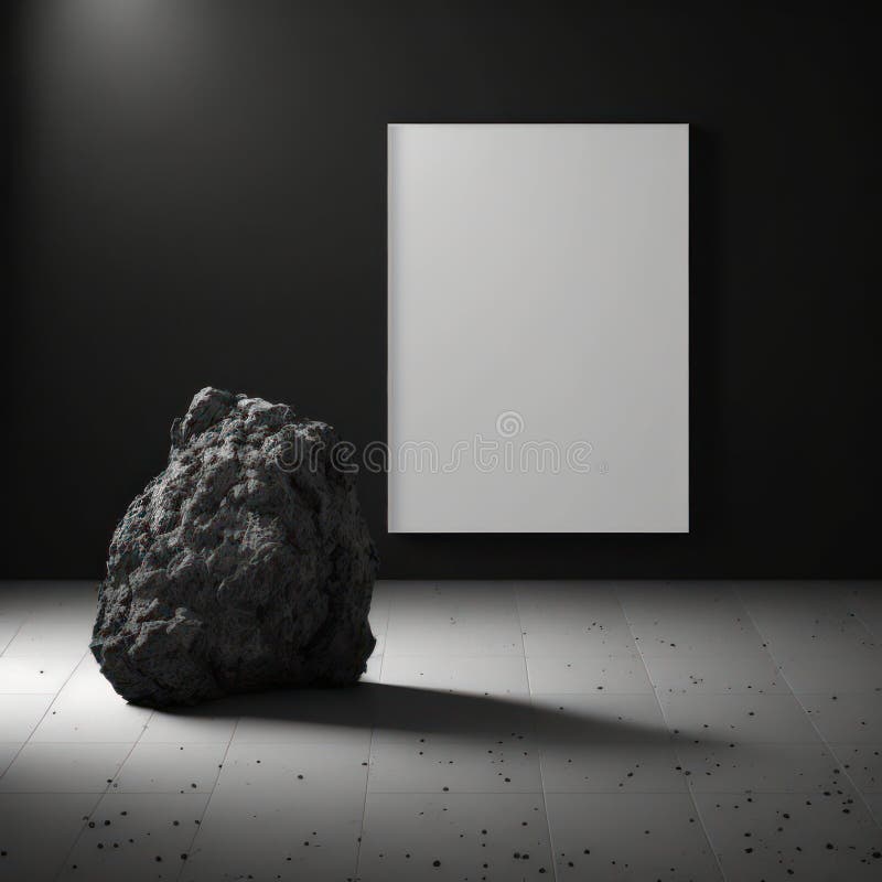 Wall Poster Mockup Earth Floor Meteorite Rock AI Generation Stock ...