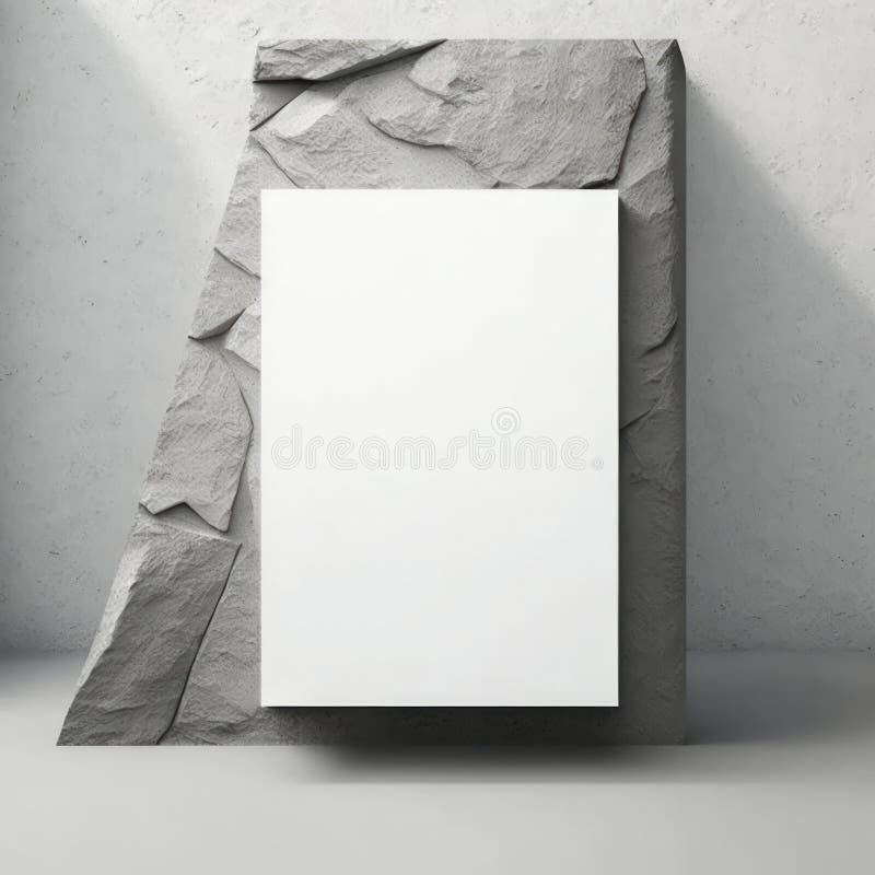 Wall Poster Mockup Narrow, Rectangular Shard of Stone with Sharp Edges ...