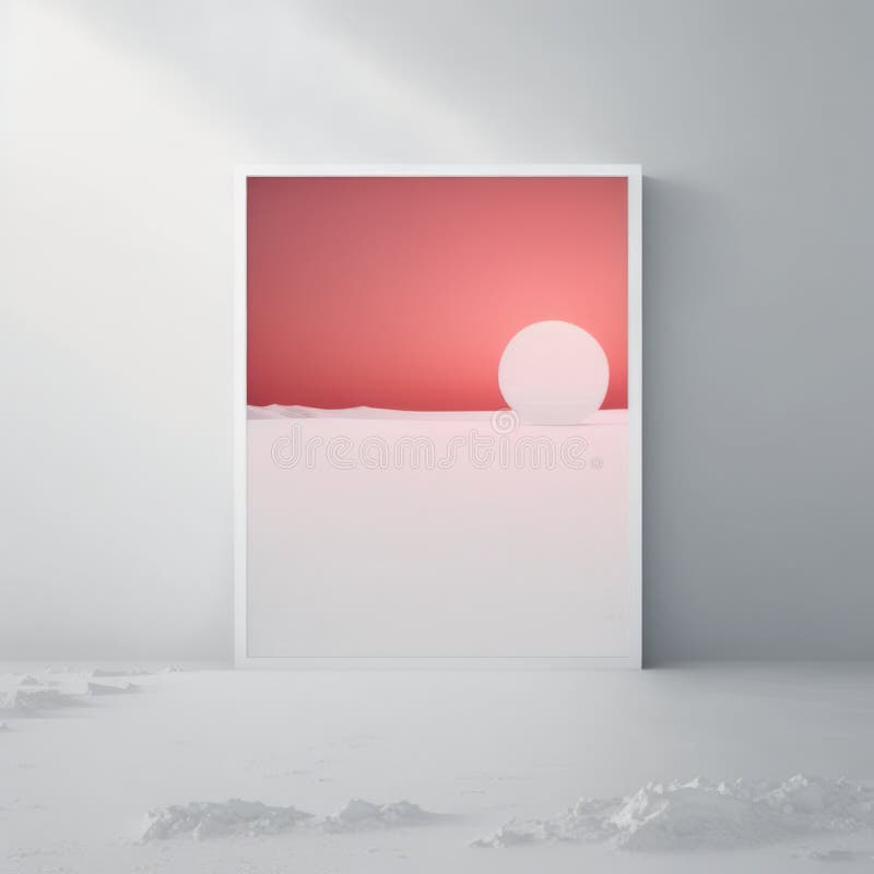 Wall Poster Mockup Silver Snow and Crimson Sunset AI Generation Stock ...