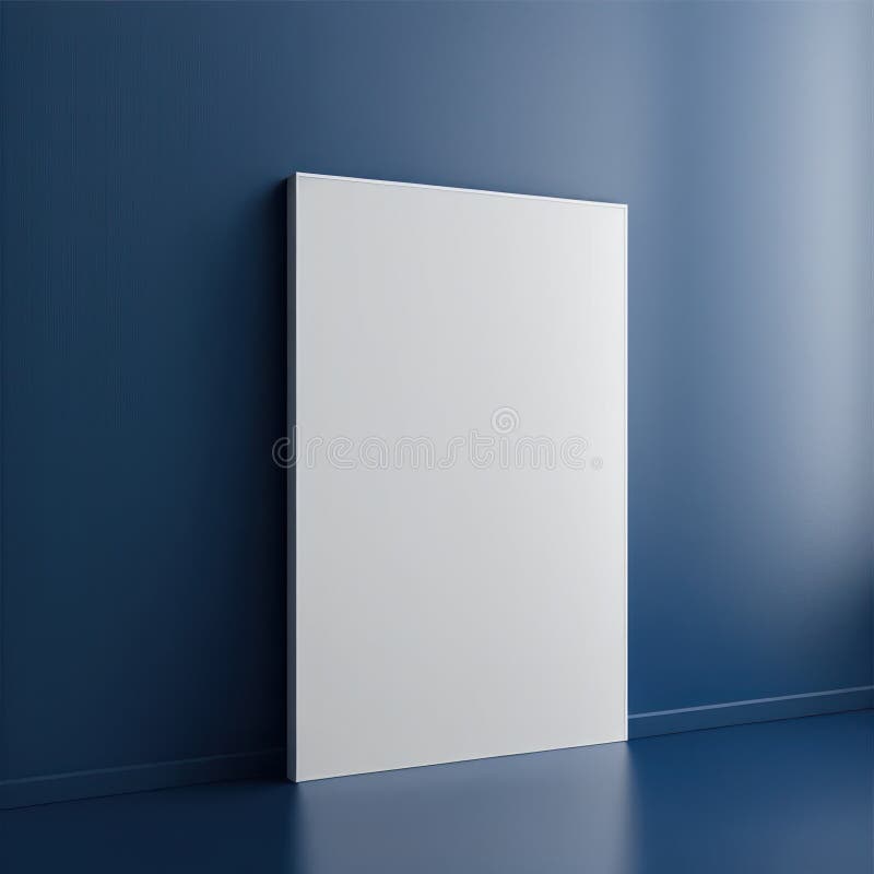 Wall Poster Mockup Small, Deep Blue Rectangle, with a Glossy Texture ...