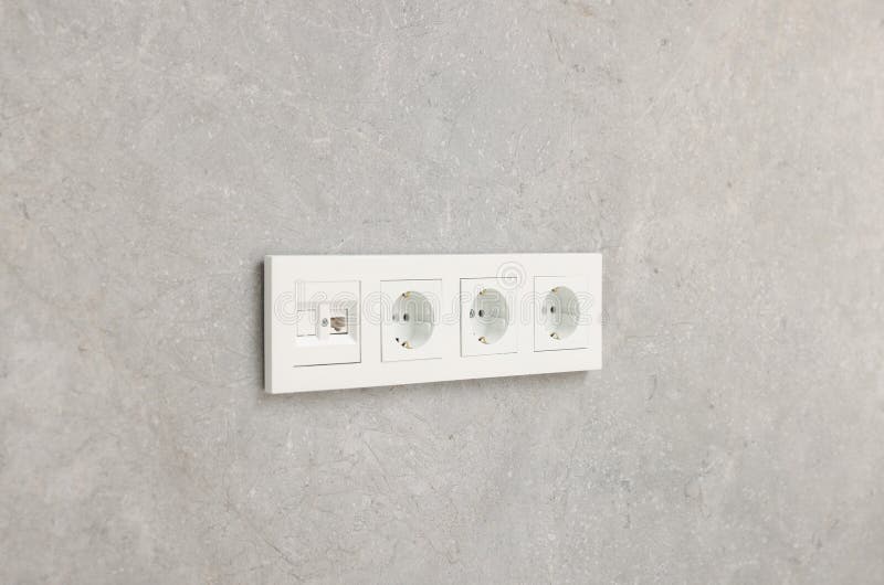 Wall with Power Outlet Sockets in Room. Interior Design Stock Image ...
