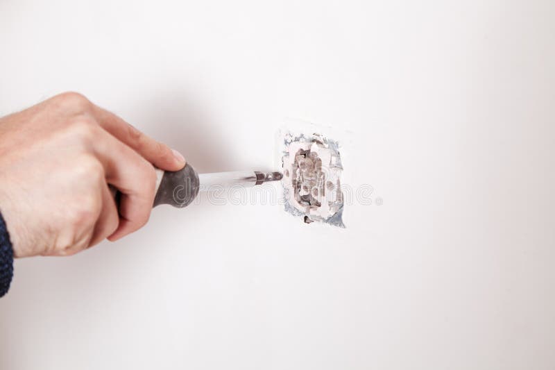 Wall Power Socket Installation. Stock Image - Image of house, socket ...