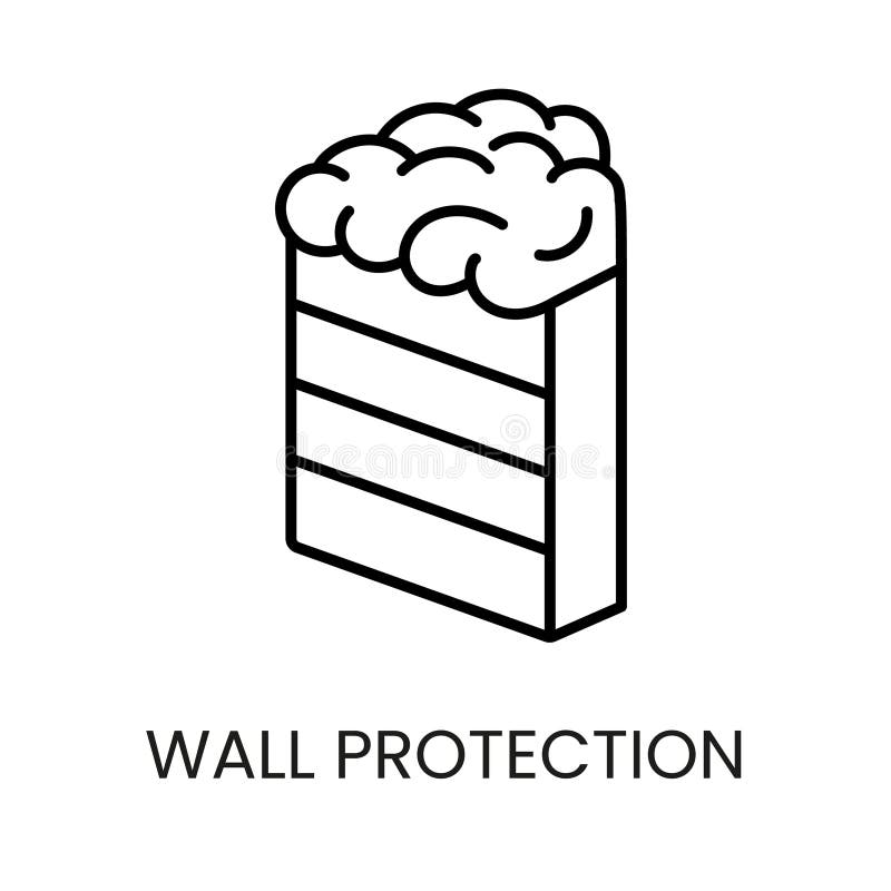 Wall Protection with Polyurethane Foam Line Vector Icon with Editable ...