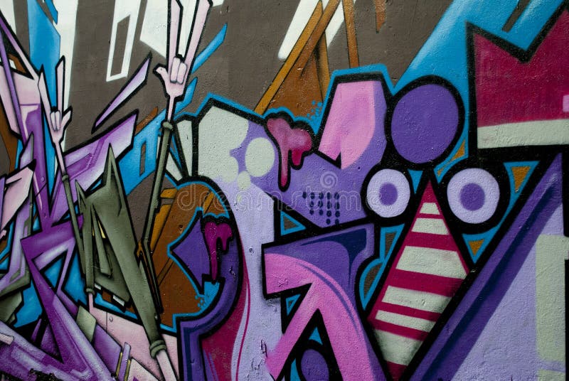 Wall with purple graffiti editorial photo. Image of green - 50891956