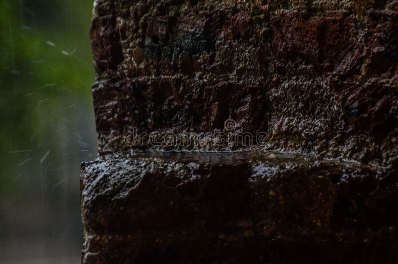 Wall in the rain stock image. Image of days, details - 124962889