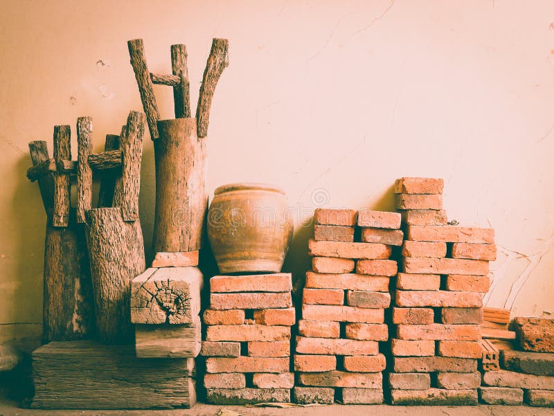 Wall of Raw Materials Vintage Background Stock Photo - Image of ...