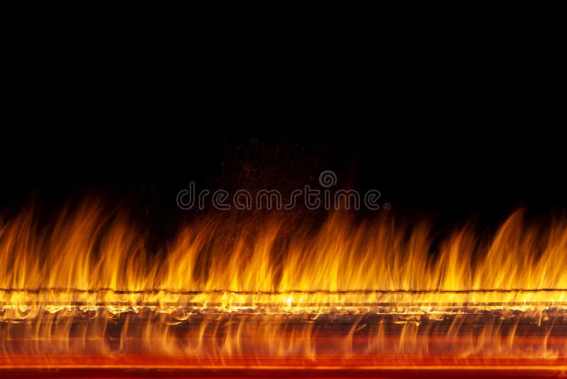 Wall of Real Fire Flames on Black Background Stock Image - Image of ...
