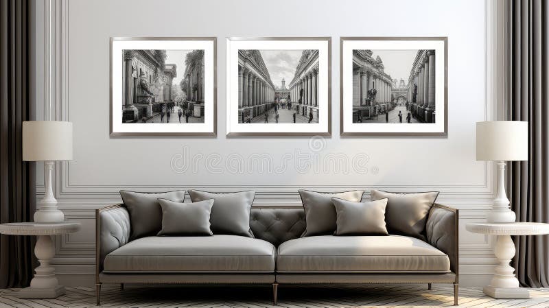 Wall Rectangle Silver Frame Stock Illustration - Illustration of design ...