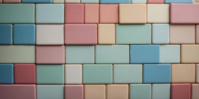 Wall with Rectangular Pastel Colored Tiles. Stock Photo - Image of wall ...