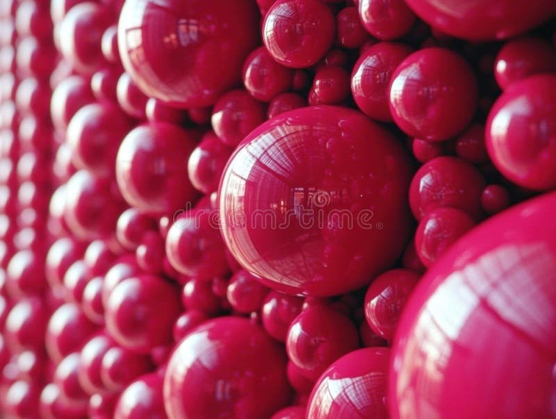 Wall of Red Balls with a Shiny, Reflective Surface Stock Illustration ...