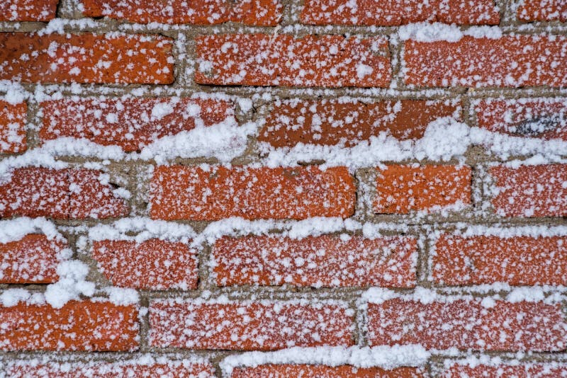 Snow Wall of Red Brick.background Stock Photo - Image of abstract ...