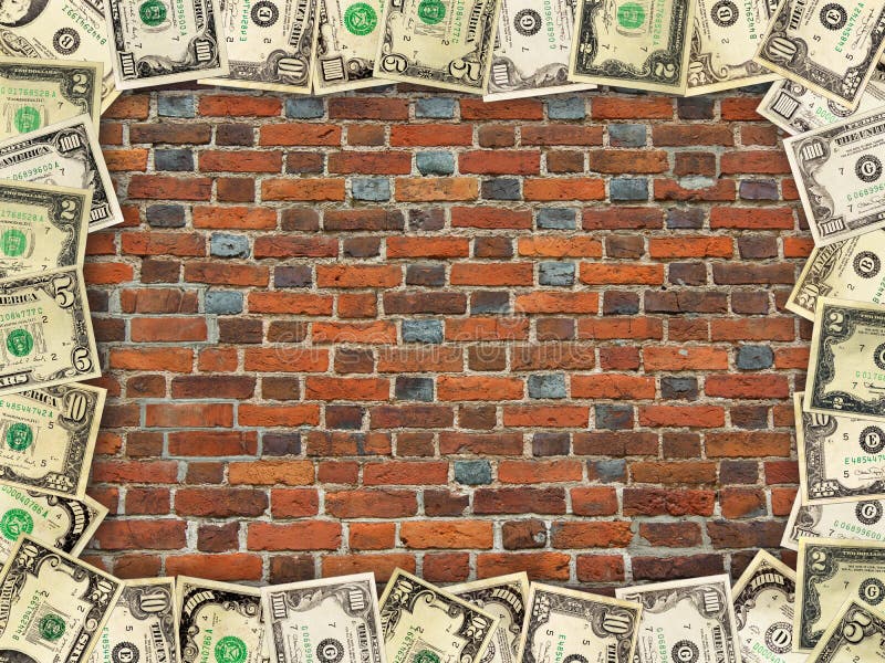Wall from the Red Brick and Dollar Frame Stock Photo - Image of effect ...