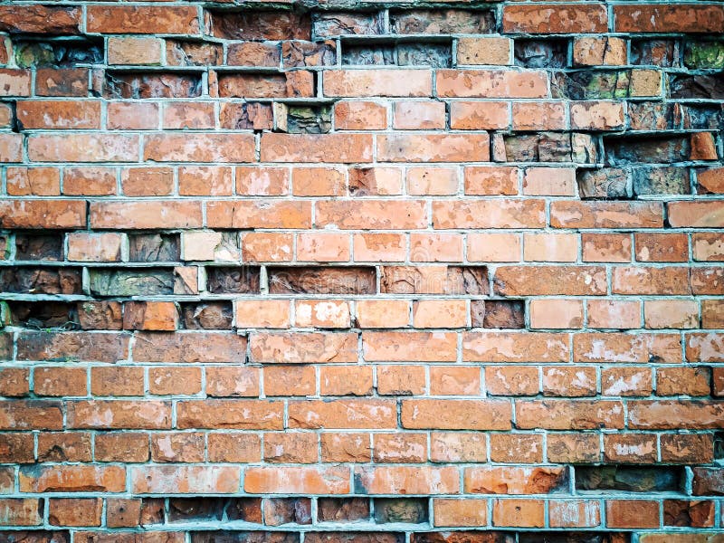 Wall with red bricks stock image. Image of aging, grungy - 174801507