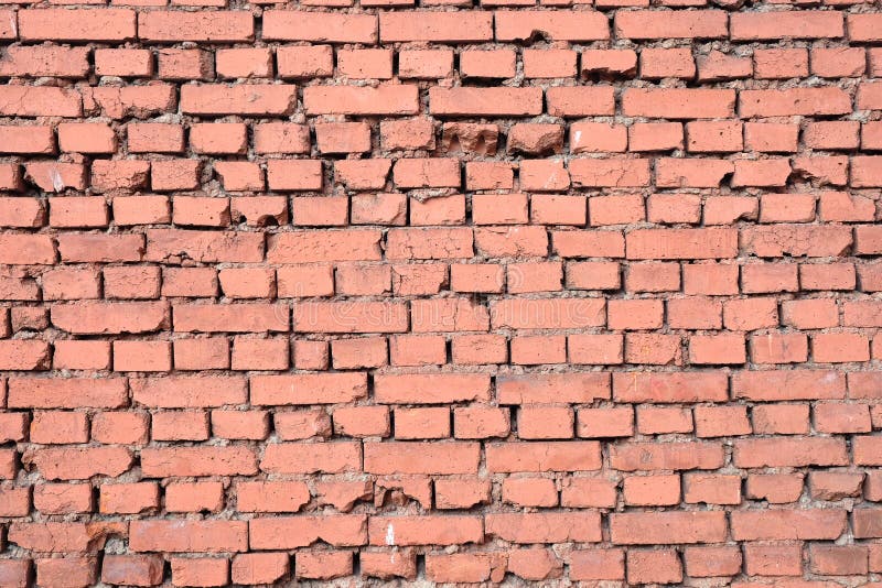 Wall of Red Bricks Front View Closeup Stock Photo - Image of abstract ...